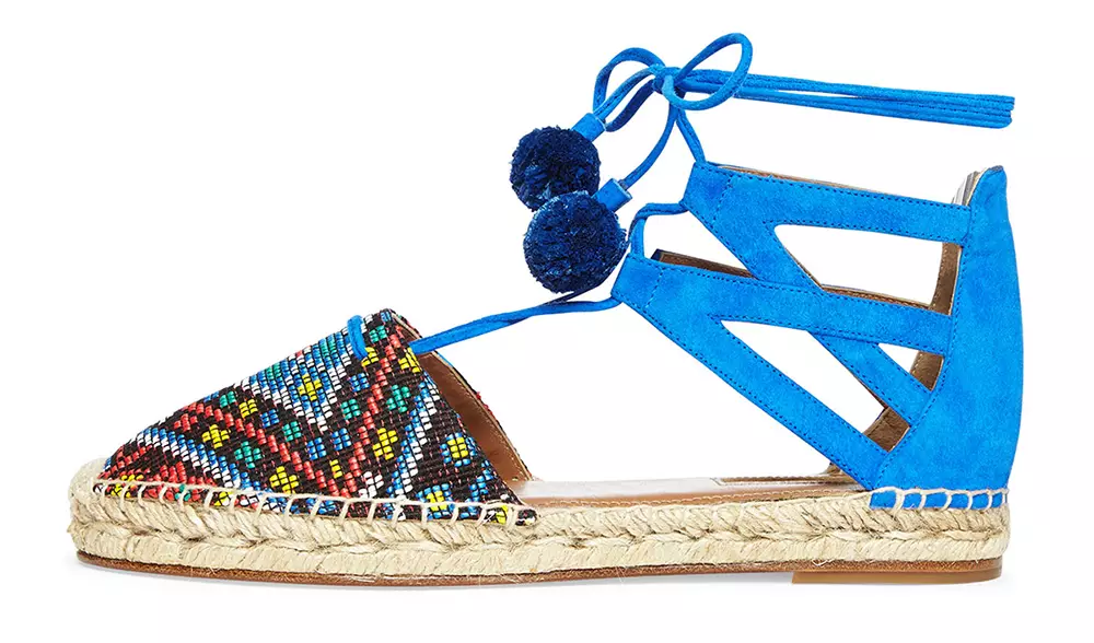 Aquazzura Belgravia Pompom Flat Espadrille