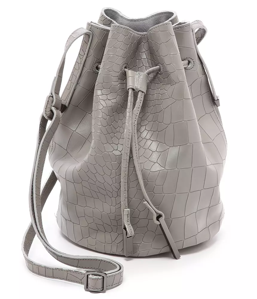 I-Halston Heritage Croc Embossed Bucket Bag